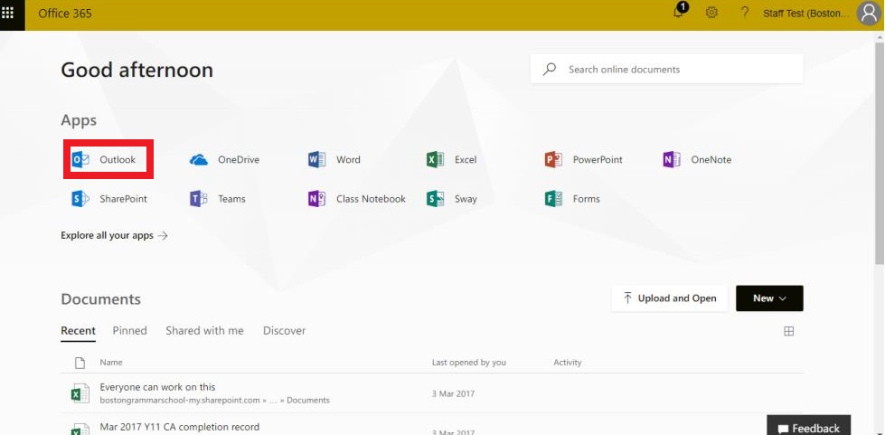 Getting started with Outlook – Boston Grammar School