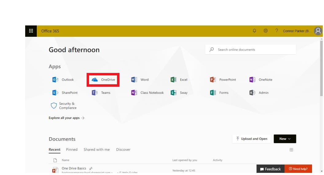 Getting started with OneDrive – Boston Grammar School