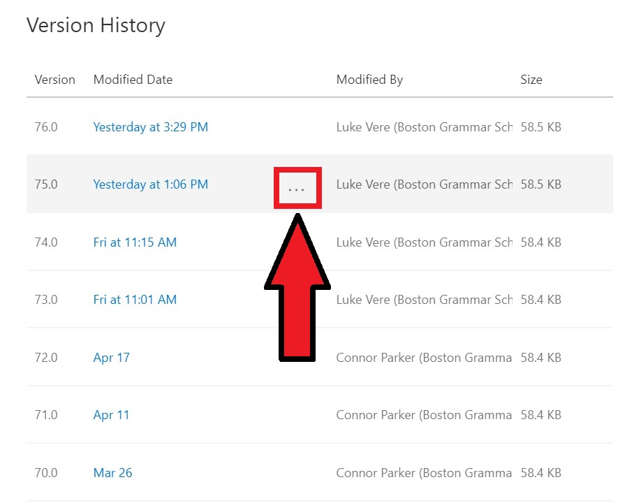 Using Version History and Recovering Older Files – Boston Grammar School